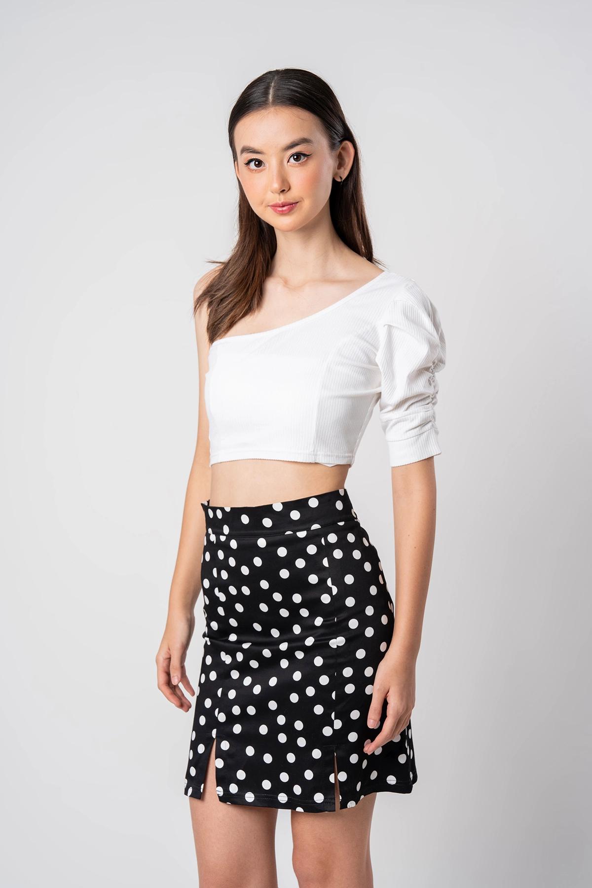 White Crop One Shoulder Top | Kandy Selection