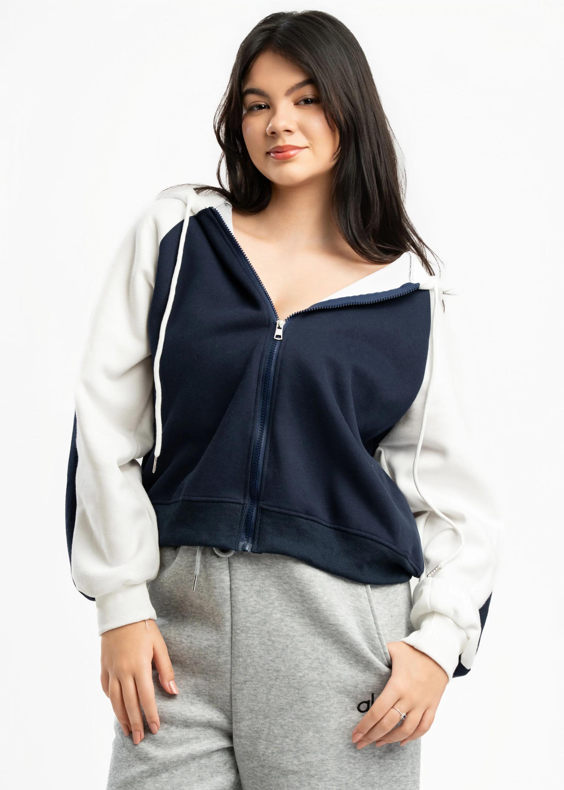 Women's Colorblock Zip-Up Hoodie | Kandy Selection