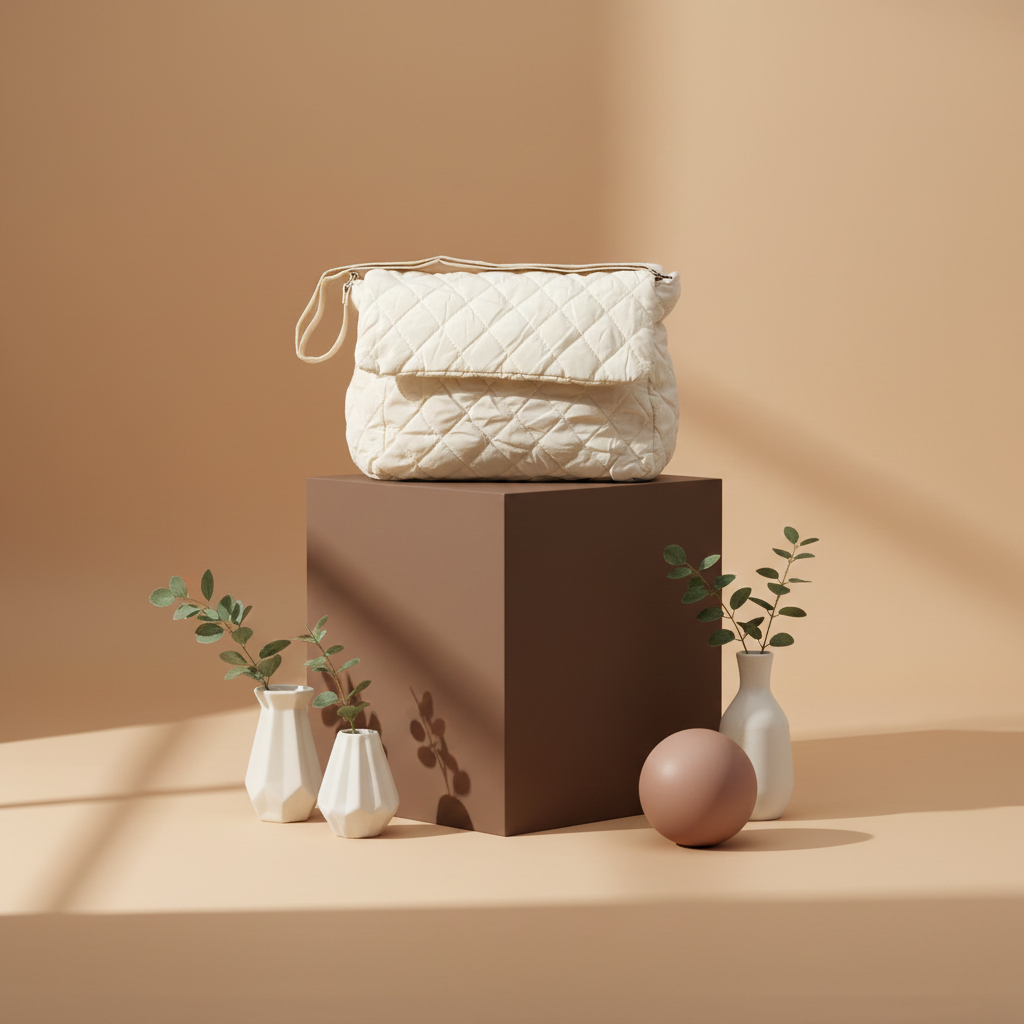Stylish Cream Quilted Shoulder Bag | Kandy Selection