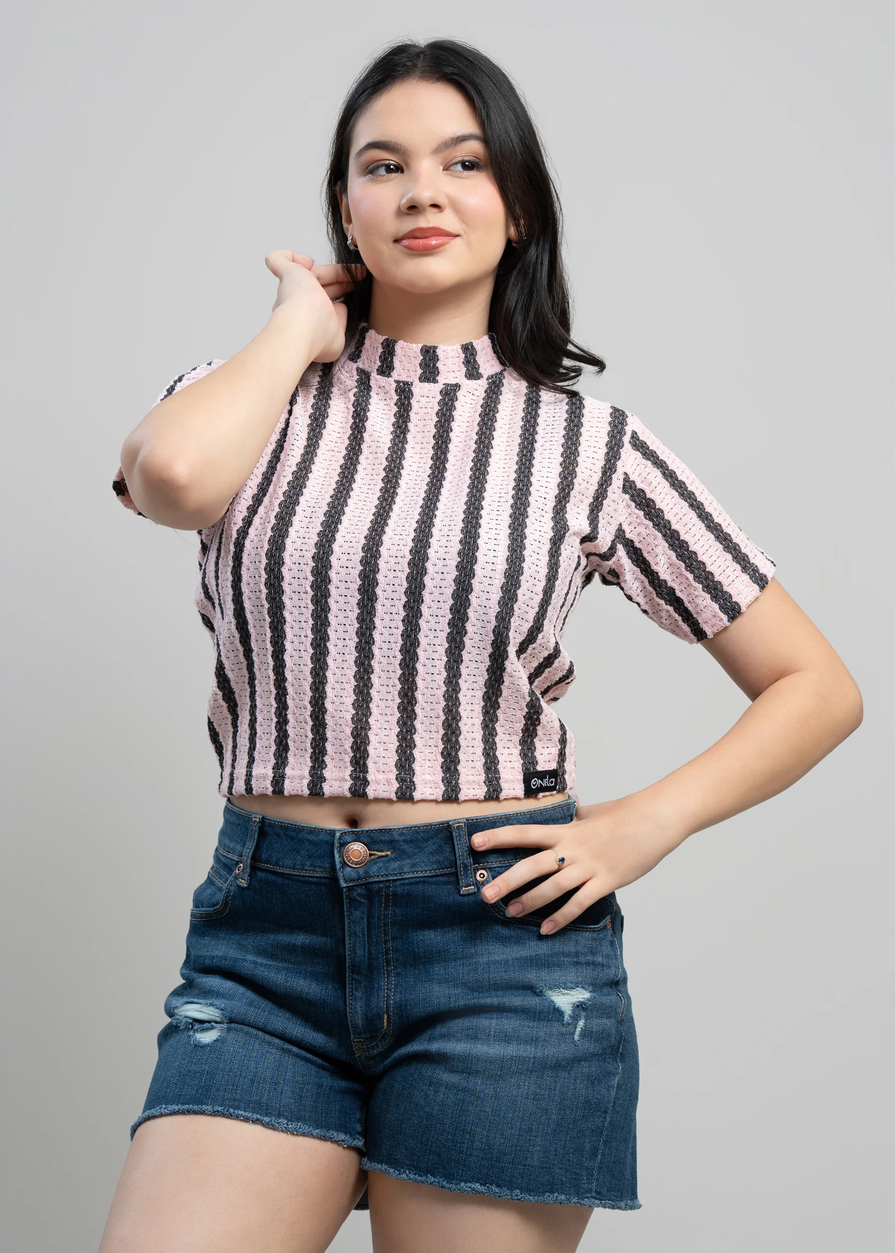 The Blush Stripe Mock-Neck | Kandy Selection