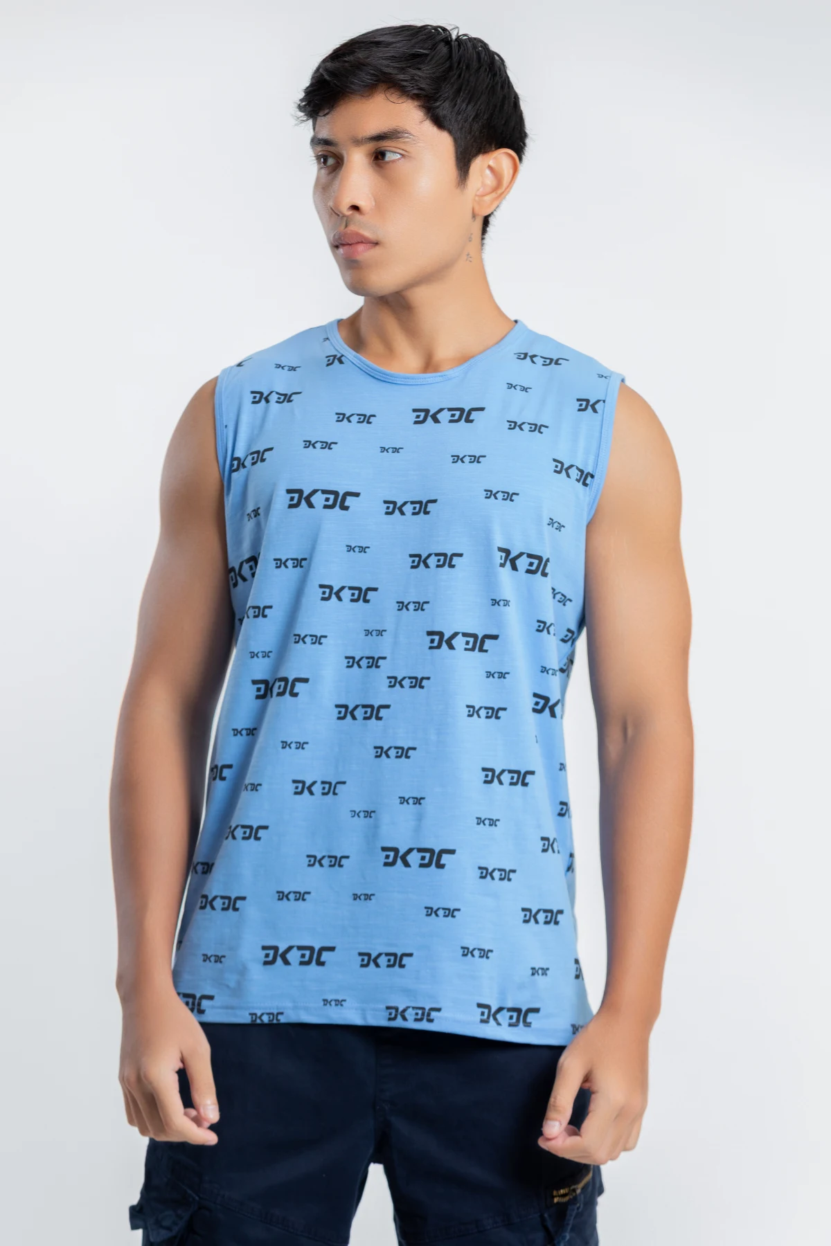 DKDC Printed Men Round Neck Light Blue Skinny | Kandy Selection