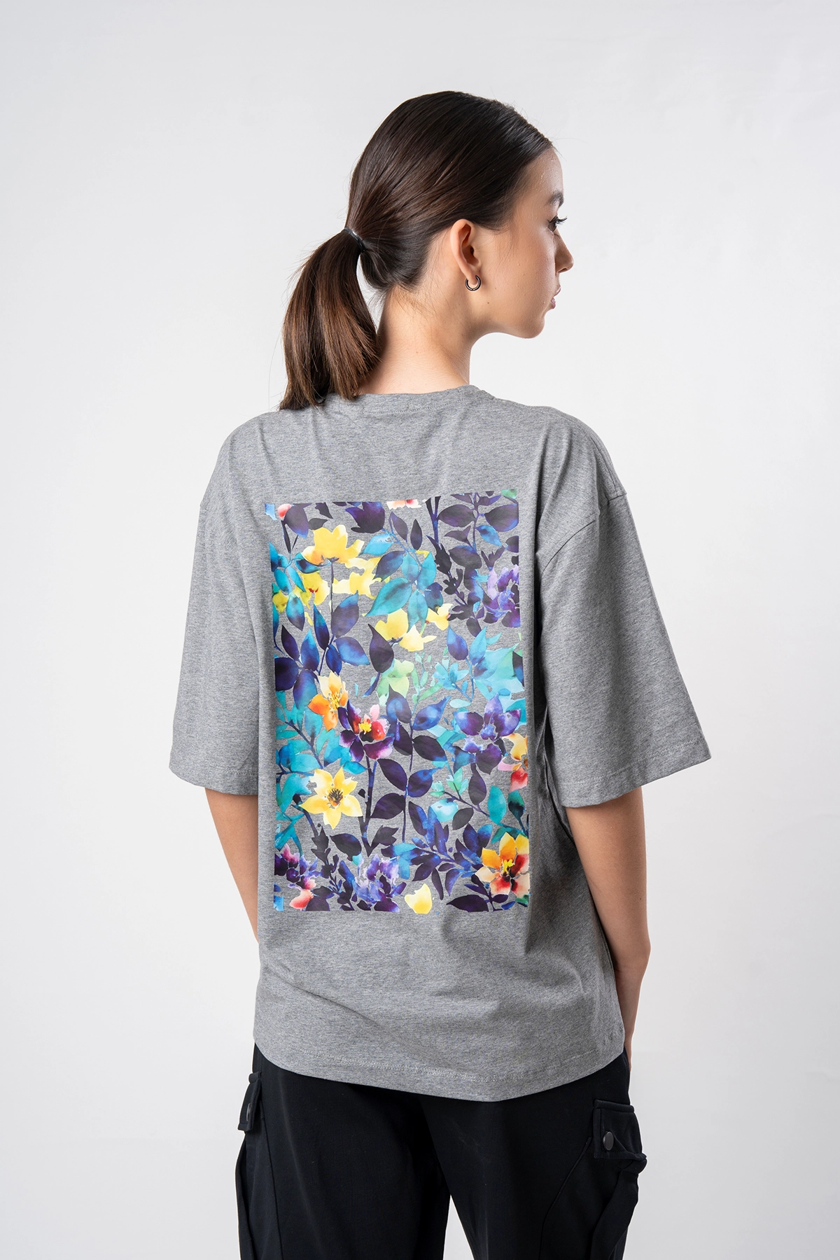 Floral Graphic Print Oversized T-Shirt | Kandy Selection