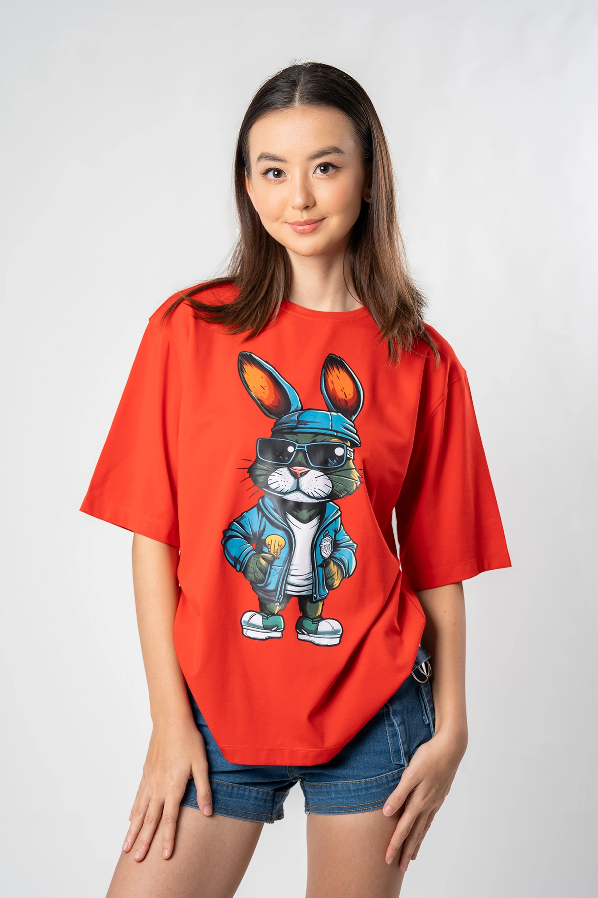Rabbit Cotton Crew Neck Women Tee | Kandy Selection