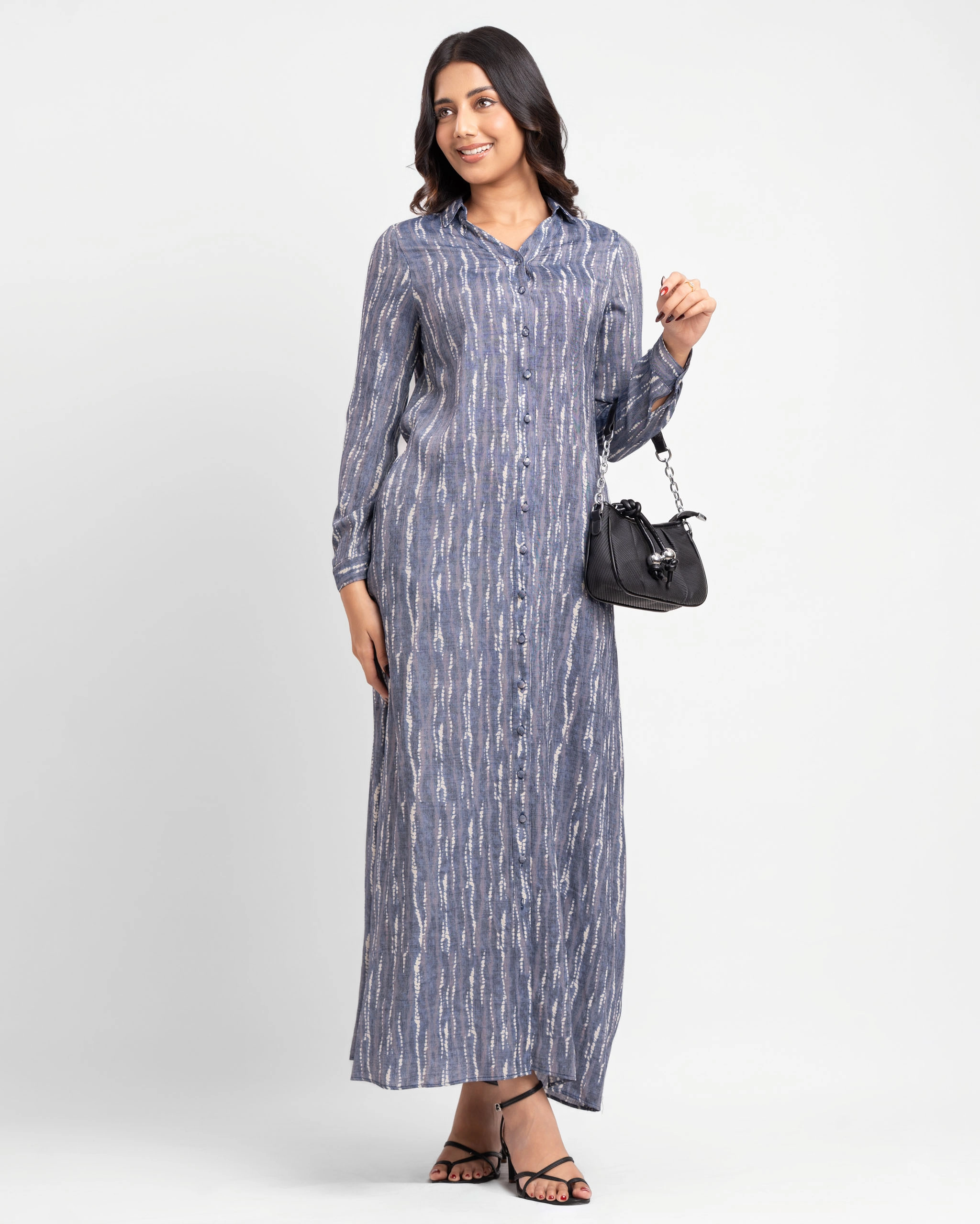 Classic Striped Maxi Shirt Dress | Kandy Selection