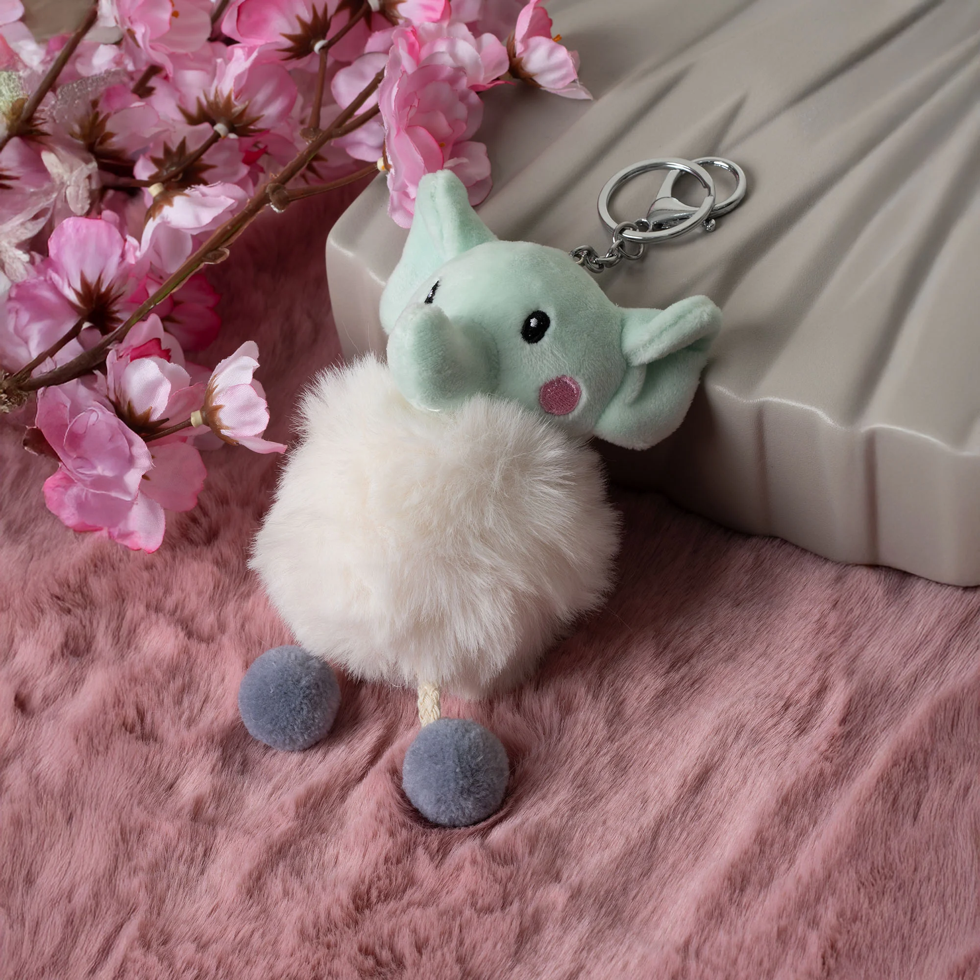White Plush Elephant Keychain | Kandy Selection