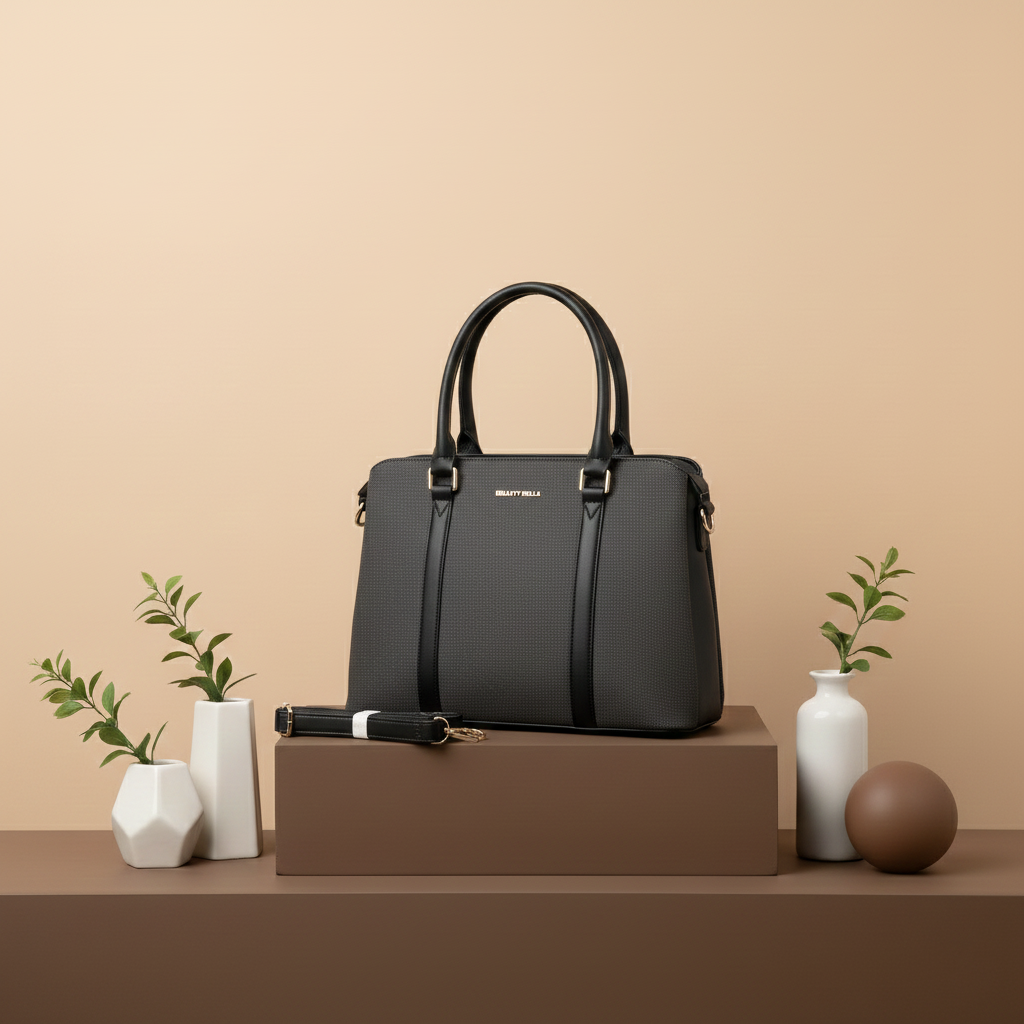 Dark Grey & Black Hand Bag | Kandy Selection