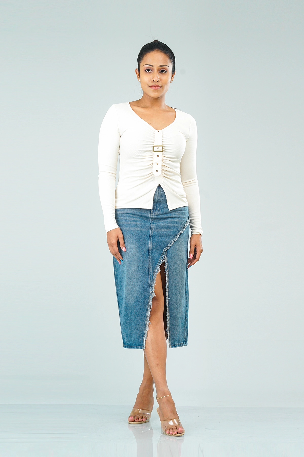 Long Sleeves Beige T-Shirt | Kandy Selection