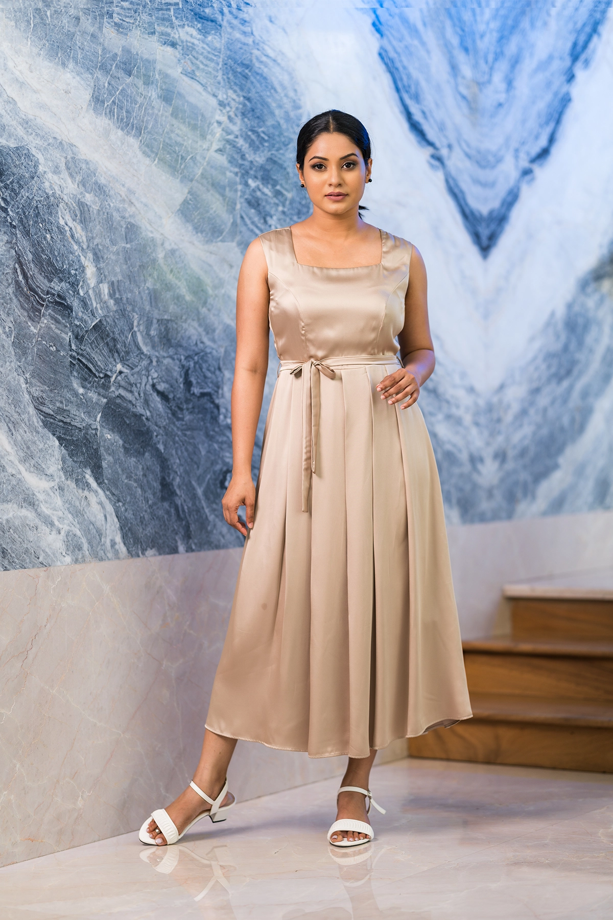 A Line Square Neck Sleeve Dress | Kandy Selection